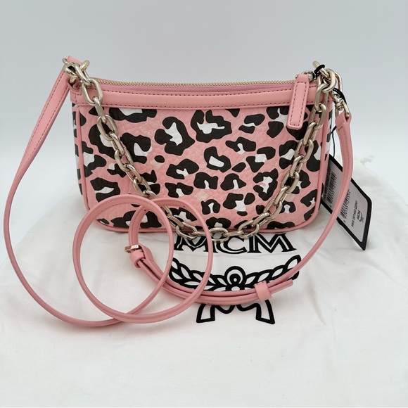 MCM | Bags | Mcm Pink Leopard Print Crossbody | Poshmark